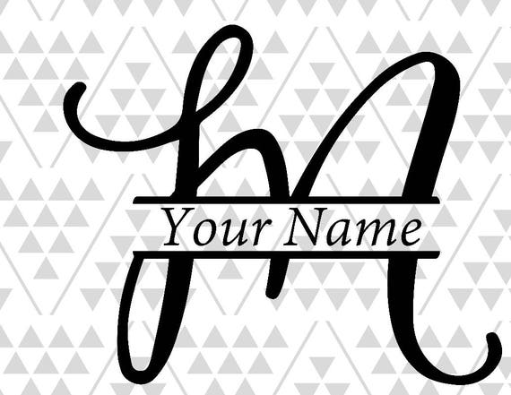 Monogram Letter M Split Letter M Silhouette Files Digital