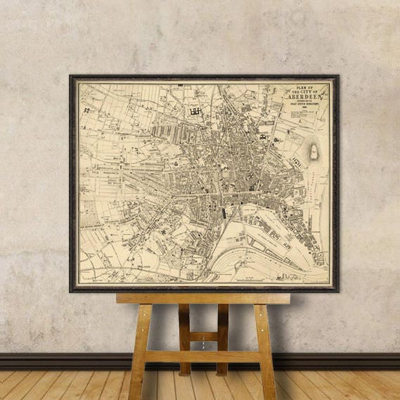 Aberdeen map Vintage map restored Old map of Aberdeen