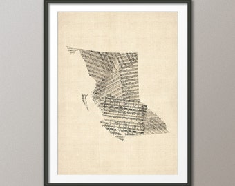 Michigan Map Old Sheet Music Map of Michigan USA Art Print