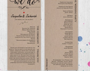 DIY Rustic Wedding Program Template Printable Editable PDF