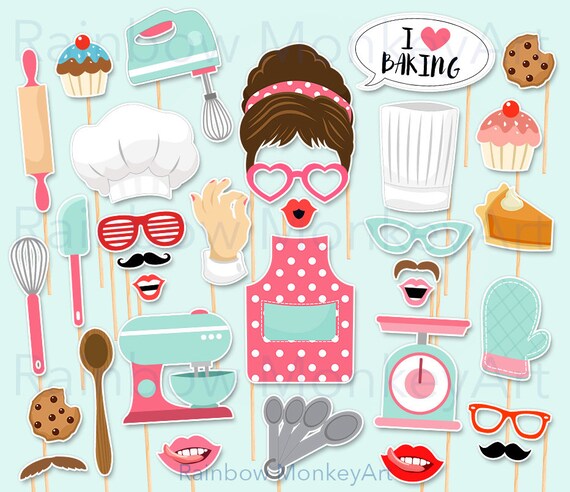 Printable Baking Party Photo Booth Props Kitchen Chef