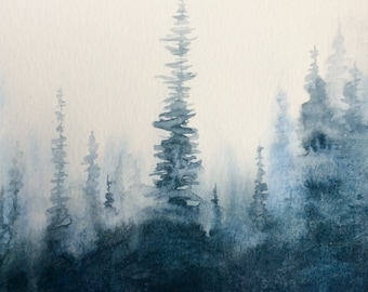 Forest painting | Etsy