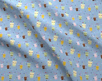 Bubble Tea Fabric Happy Boba Bubble Tea By Clayvision