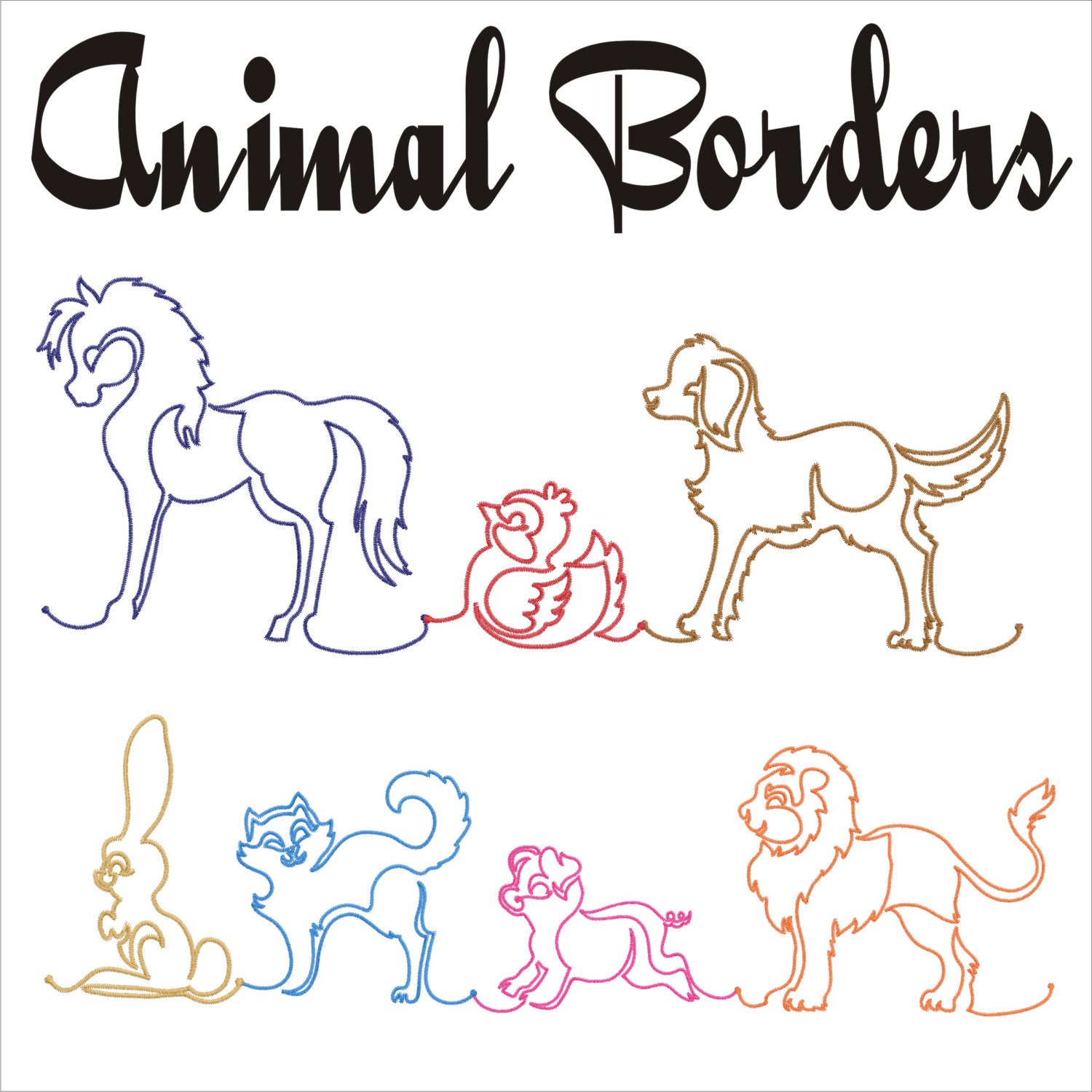 Digital Download Animal Borders Embroidery Designs 10