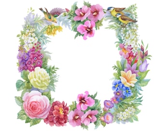 Birds flower borders | Etsy