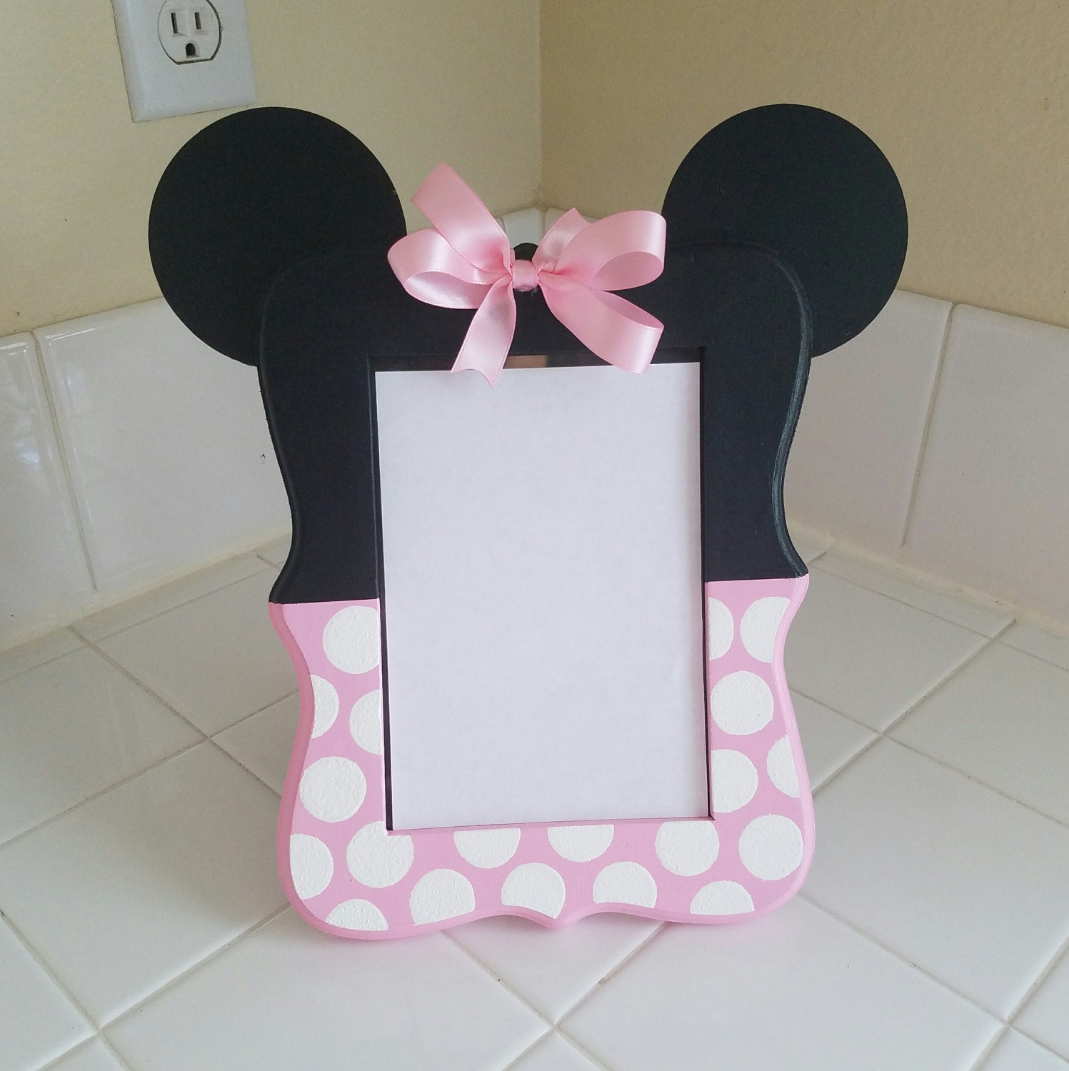 Minnie mouse inspired wood picture frame 5x7 picture frame