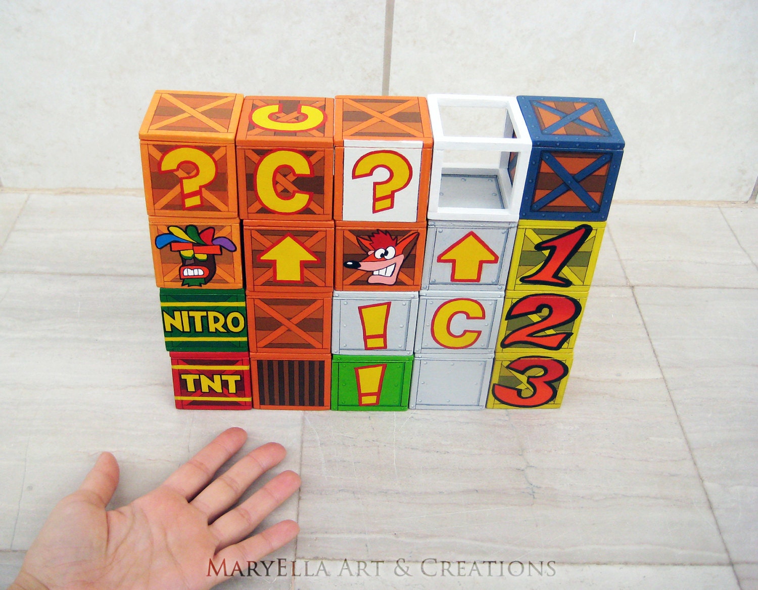 Fan art Crash bandicoot Crates Complete set wood boxes