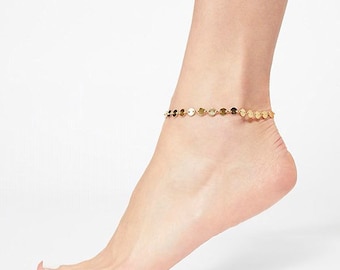 Gold ankle bracelet | Etsy