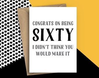 Funny 60 card | Etsy