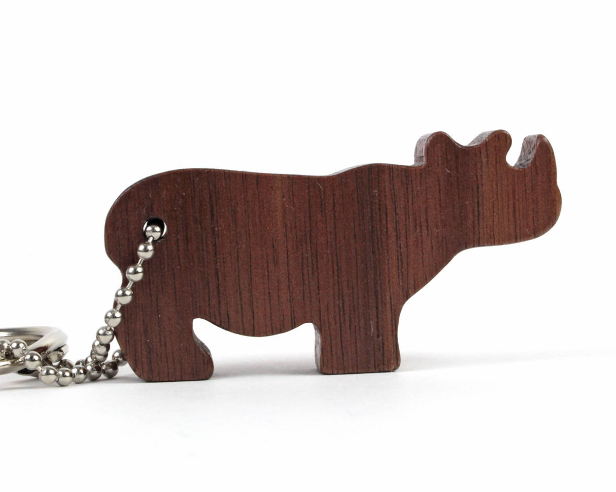 Rhinoceros Key Chain Rhino Silhouette Key Fob Wood Scroll