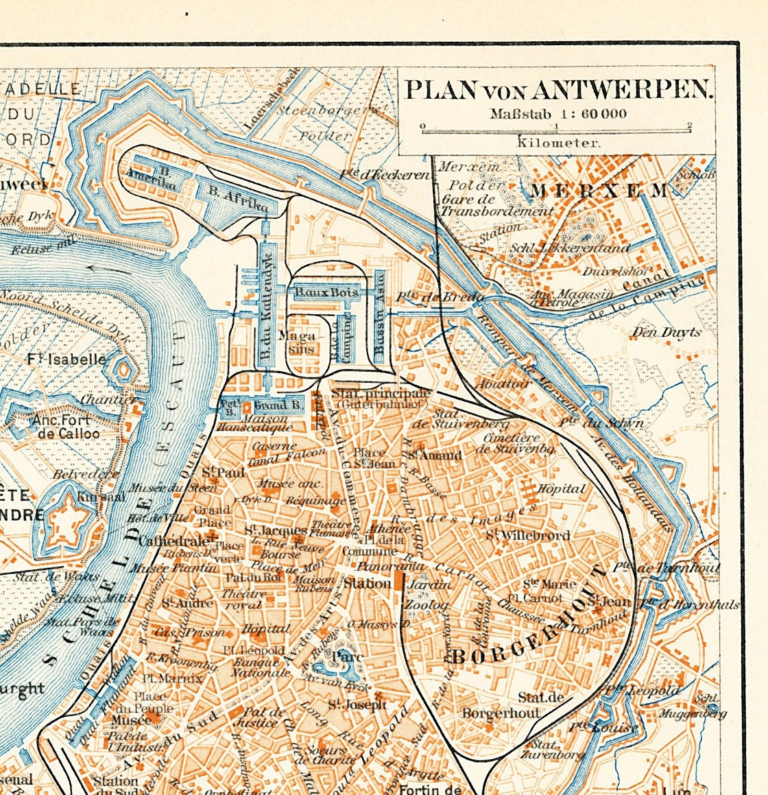 Carte de la ville Anvers Anvers vieille ville plan historique