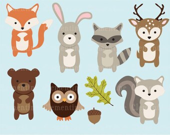 Cute Woodland Animals Clip Art & Papers Woodland Clipart