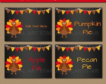 Printable Thanksgiving Food Tags Turkey Labels EDITABLE