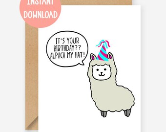 Alpaca birthday card | Etsy