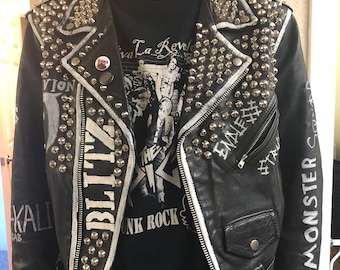 Punk leather jacket | Etsy