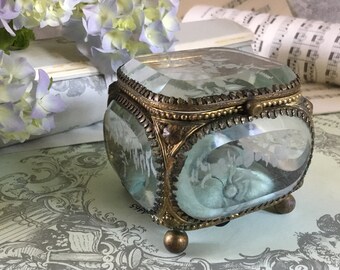 Vintage glass box | Etsy