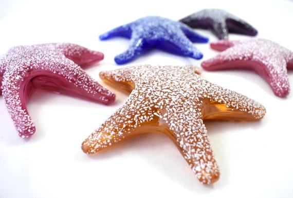 Glass Starfish hand sculpted glass sea stars ocean beach