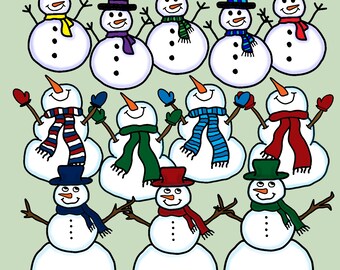 Snowman clip art | Etsy