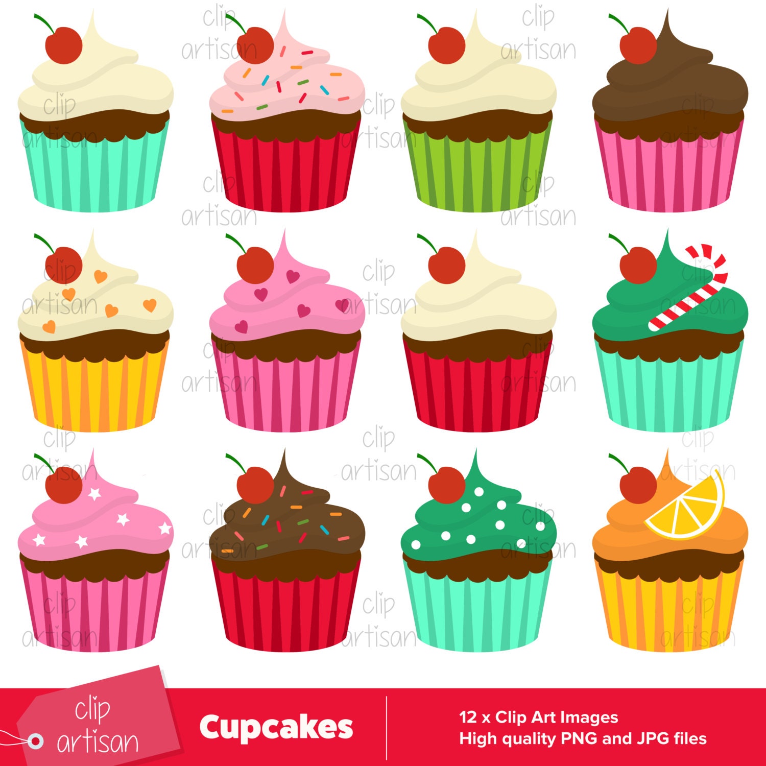 Cupcake Clipart / Cup Cake Clipart / Cupcakes Clipart / Cute Cupcake ...