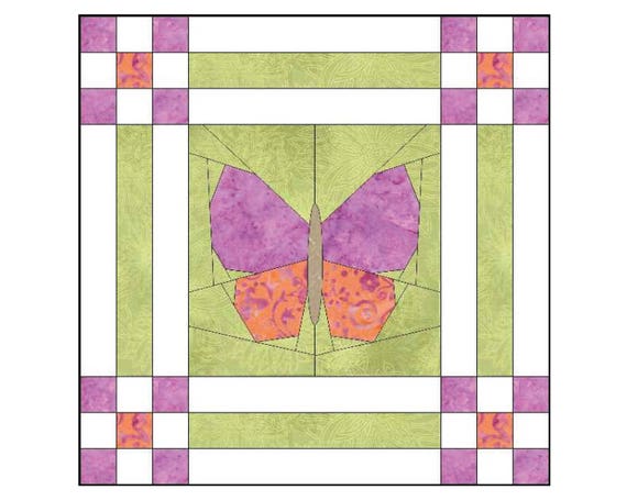 BUTTERFLY GARDEN Quilt Block Pattern Paper Piecing
