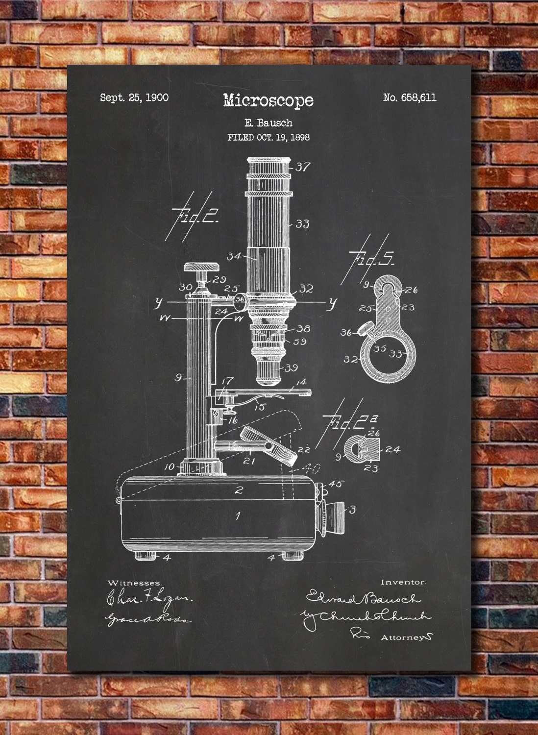 Microscope Patent Print Art 1900