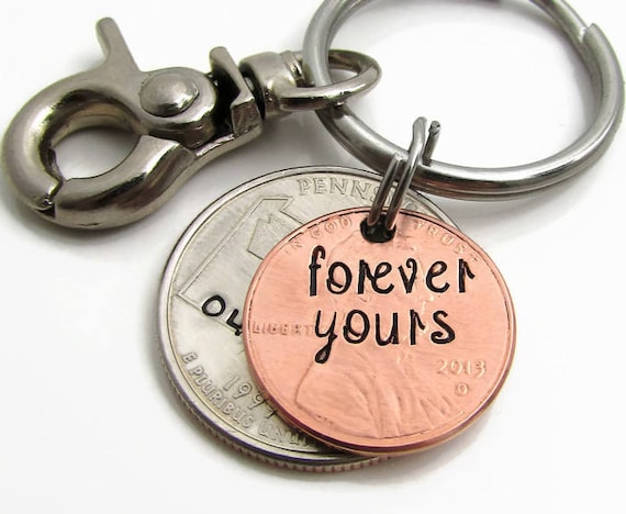 Personalized KeyChain Hand Stamped KeyChain State Coin