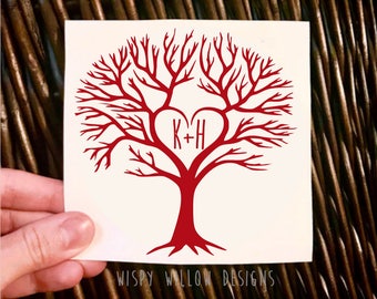 Carved initials tree | Etsy