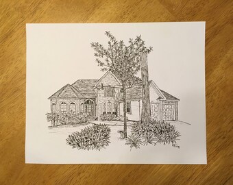 Custom house drawing | Etsy