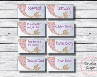 Mermaid Food Tent Mermaid Food Label Mermaid Party Food