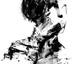 Negative Space Black And White Art Girl Face Minimalism