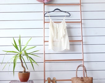 Handmade industrial copper rose gold tone clothes frame rack