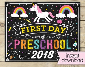 Unicorn First Day of School Sign 1st Day of School