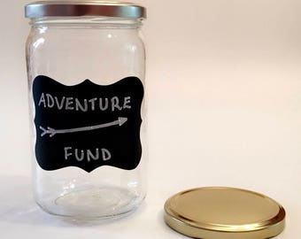 World Map Money Jar Travel Fund 1 Gallon Glass Jug with