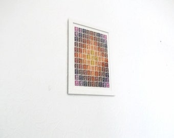 Abstract Stamp Art Multicolour Wall Art Framed Upcycled