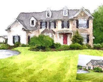 Custom house drawing | Etsy