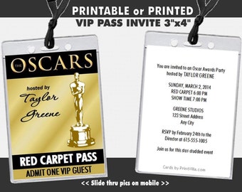 Oscar Awards Party Silver Ticket Invitation Printable with