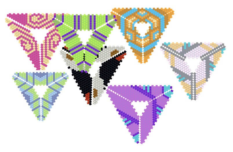 Seven Beadweaving Graphs for Peyote Triangle shapes: Instant