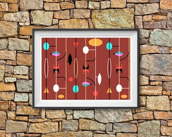 Atomic digital paper 1950s Atomic pattern digital paper