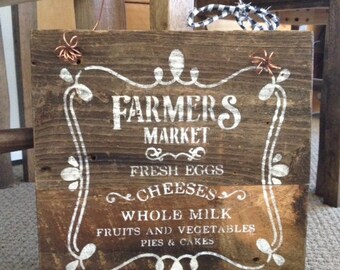 Rustic Farmers Market Sign with natural wood