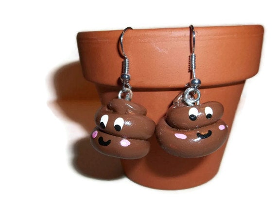 Happy Poo Charm Earrings Polymer Poo Charms Poop jewelry