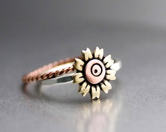 Sunflower Ring Stack Ring Flower Stack Ring Flower Ring