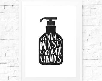 Wash your hands sign | Etsy