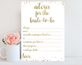 DIY Advice for the Bride & Groom Printable Cards for a shower