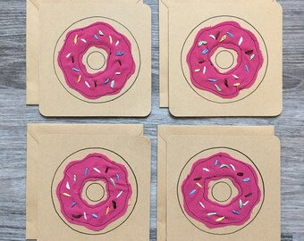 Donut Stationery Set Donut Cards Watercolor Art Blank