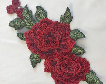 Red Flower Patch Bohemian Hippie Flower Clothing Patch