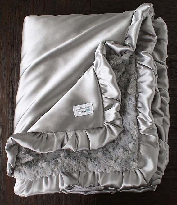 Silver throw Silver Minky Adult sized minky Oversized
