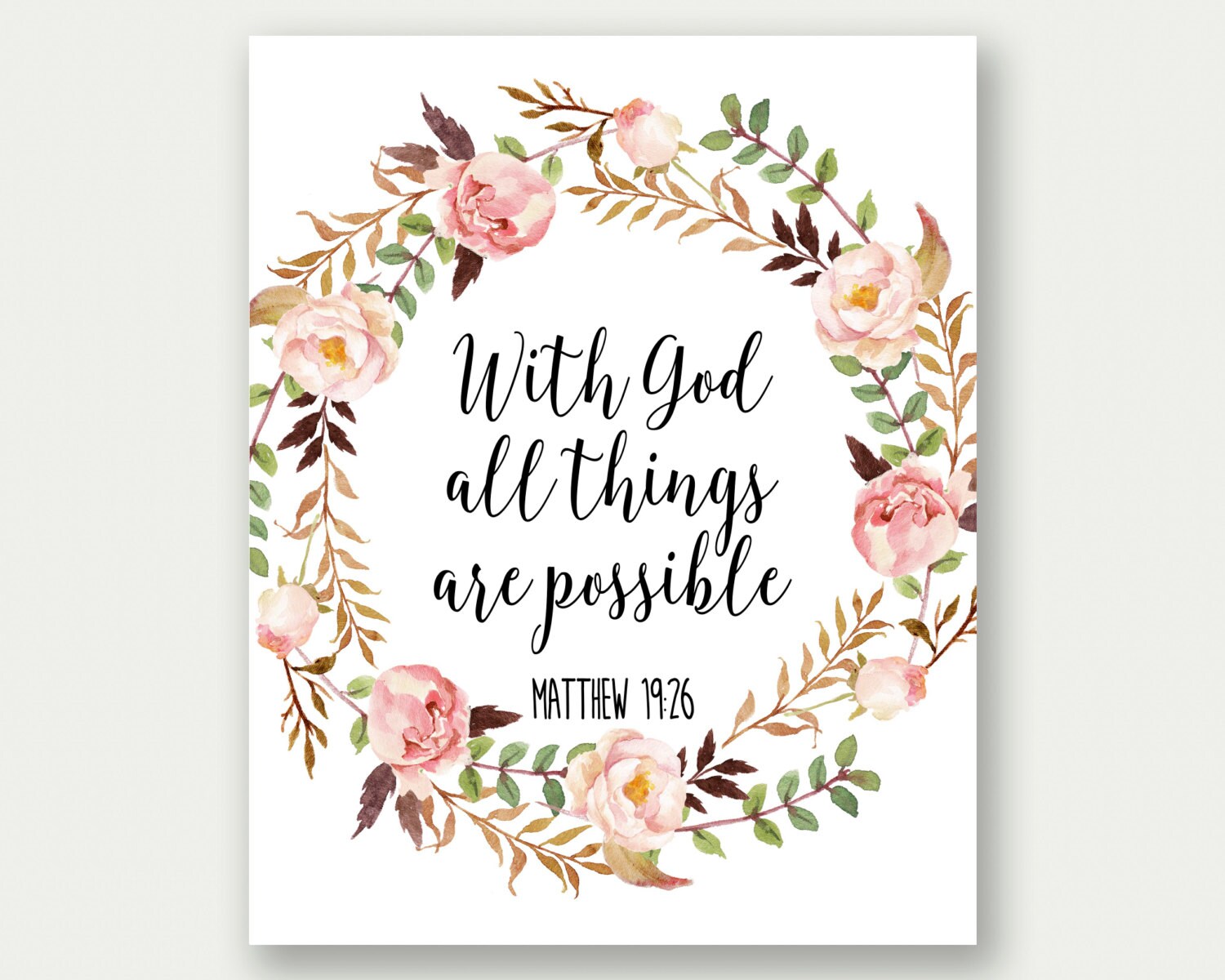 With God All Things Are Possible Matthew 19:26 Bible Verse