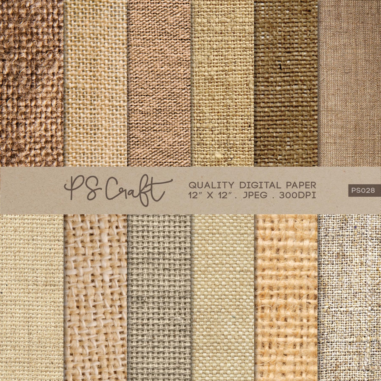 Natural Burlap Digital Papers Fabric Texture Digital Papers