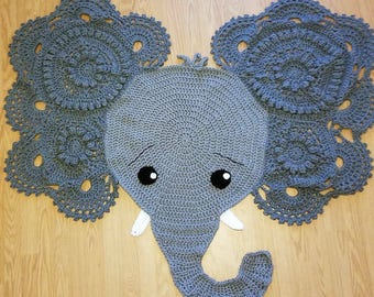 crocheted elephant rug