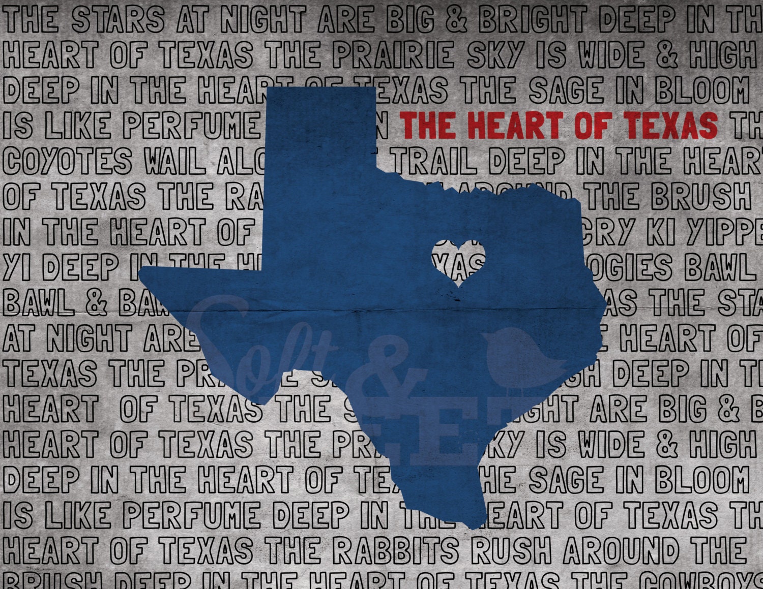 Instant Download Heart of Texas Print